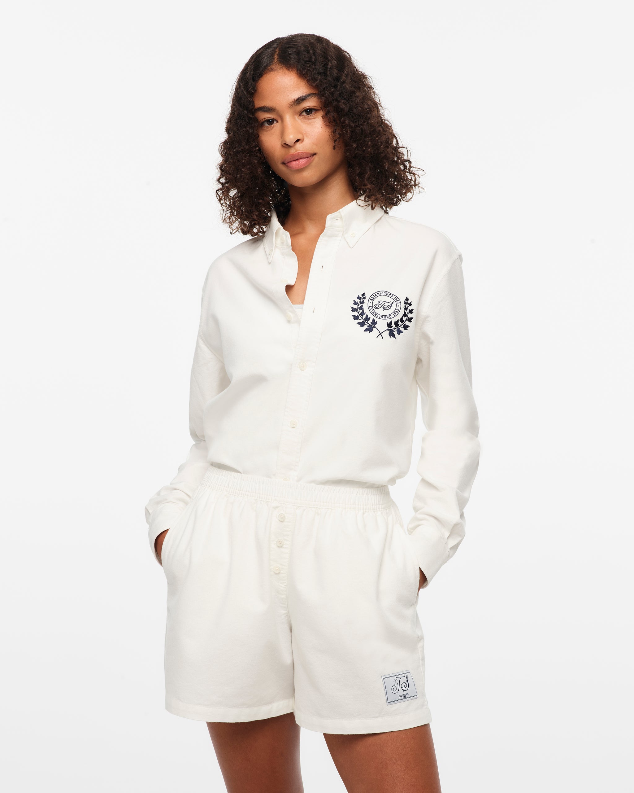 TS Crest White Oxford Shorts – Taylor Swift Official Store